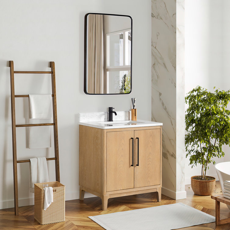 Langosta 30 Free Standing Single Bathroom Vanity with Top Birch Lane Base Finish Washed Ash Gray